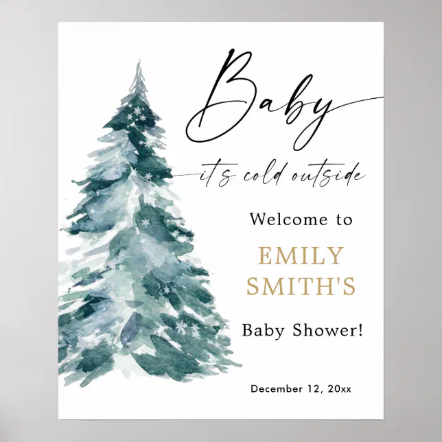 Winter Christmas Baby it's cold outside welcome Poster | Zazzle