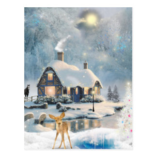 Christmas Cottage Postcards | Zazzle UK