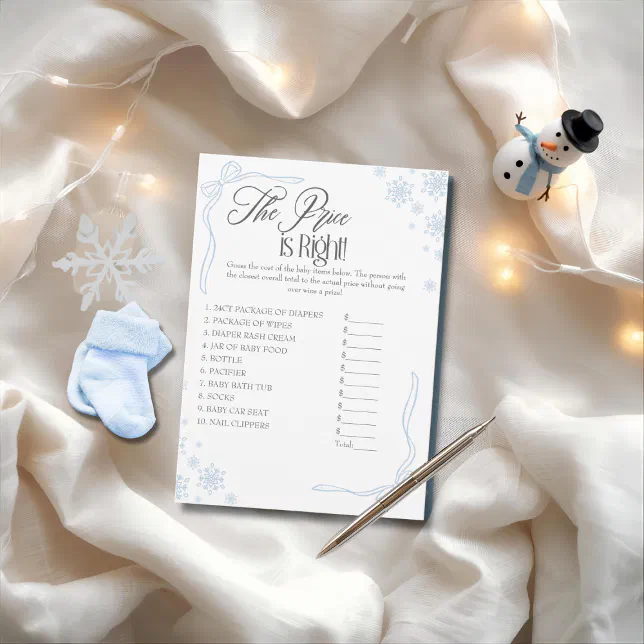 Winter Coquette Blue Price is Right Game Card | Zazzle