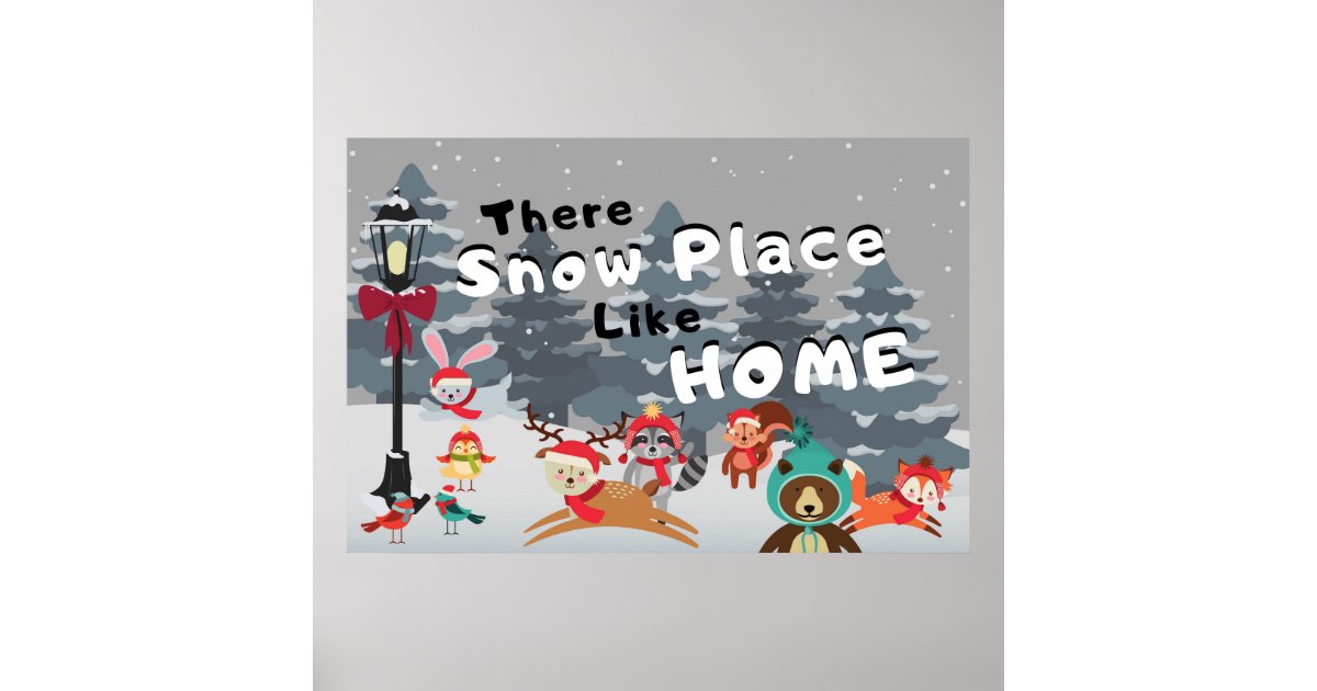 "Winter Design Cartoon Animal" Wall Art Poster | Zazzle