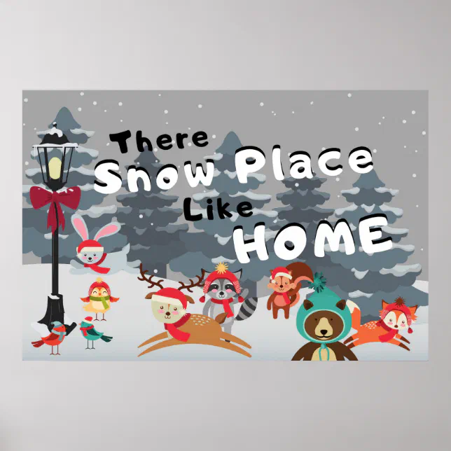 "Winter Design Cartoon Animal" Wall Art Poster | Zazzle