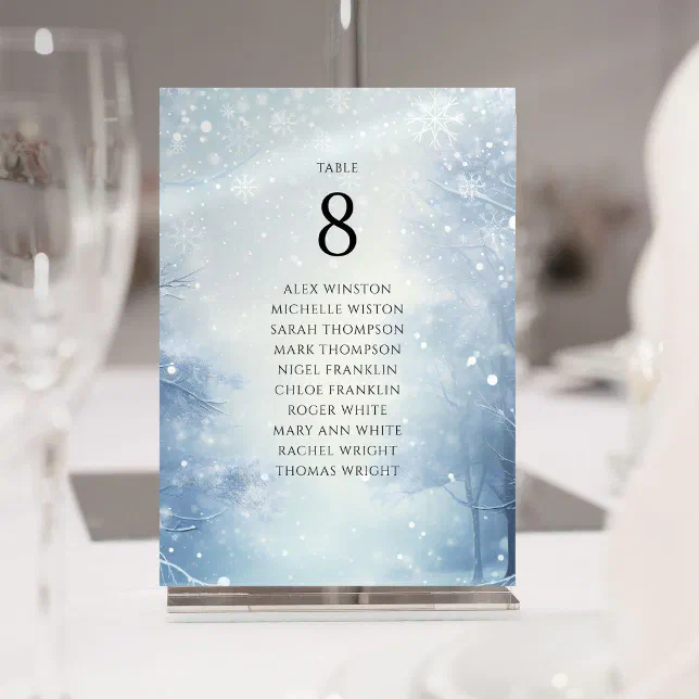 Winter Forest Table Number Seating Chart | Zazzle