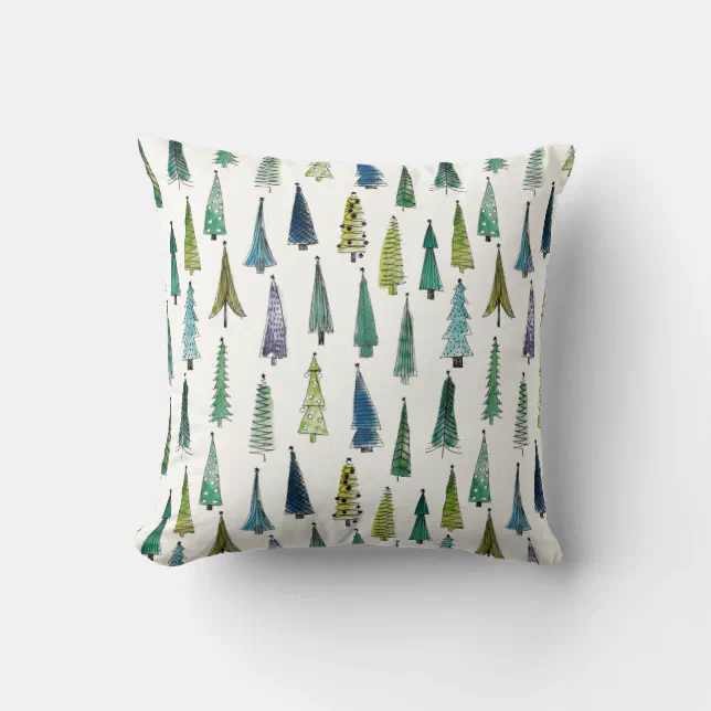 Winter Holiday Evergreen Trees Cushion | Zazzle