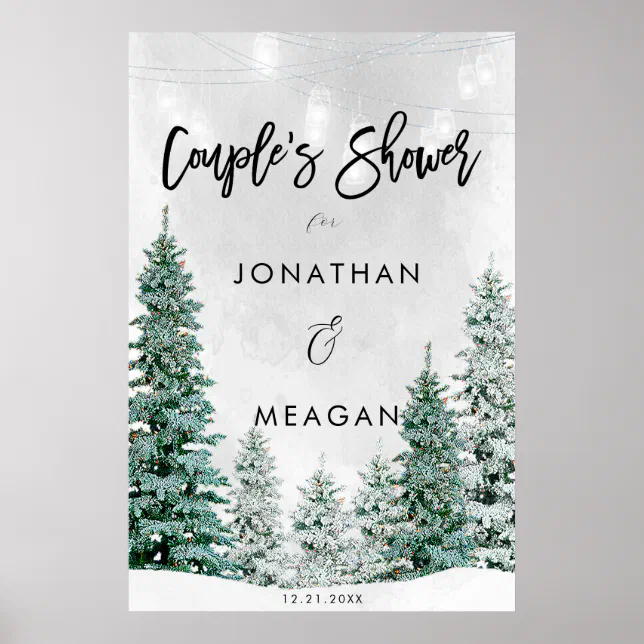 Winter lanterns couple's shower wedding sign | Zazzle