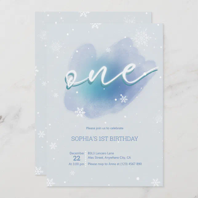 Winter One Frozen 1st Birthday Invitation Snowy | Zazzle