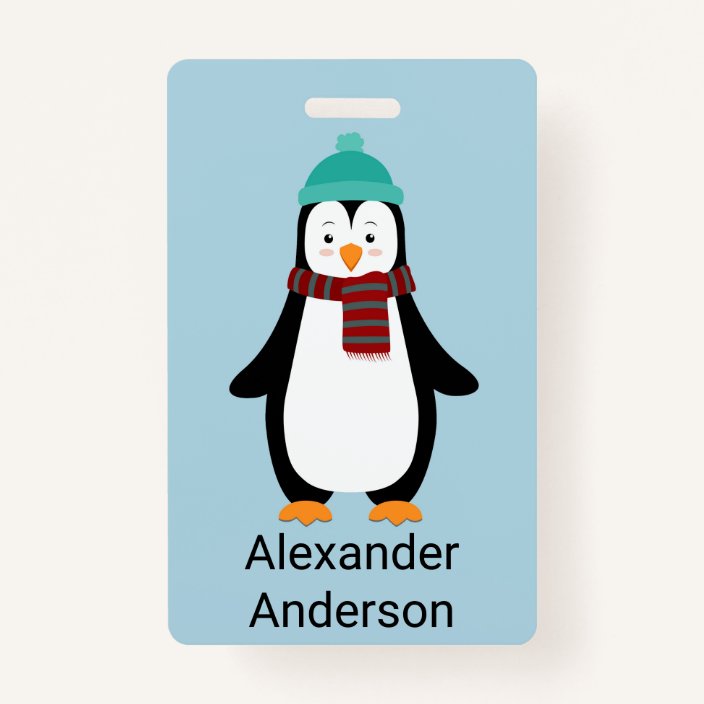 Winter Penguin Name Tag Personalize ID Badge | Zazzle.co.uk