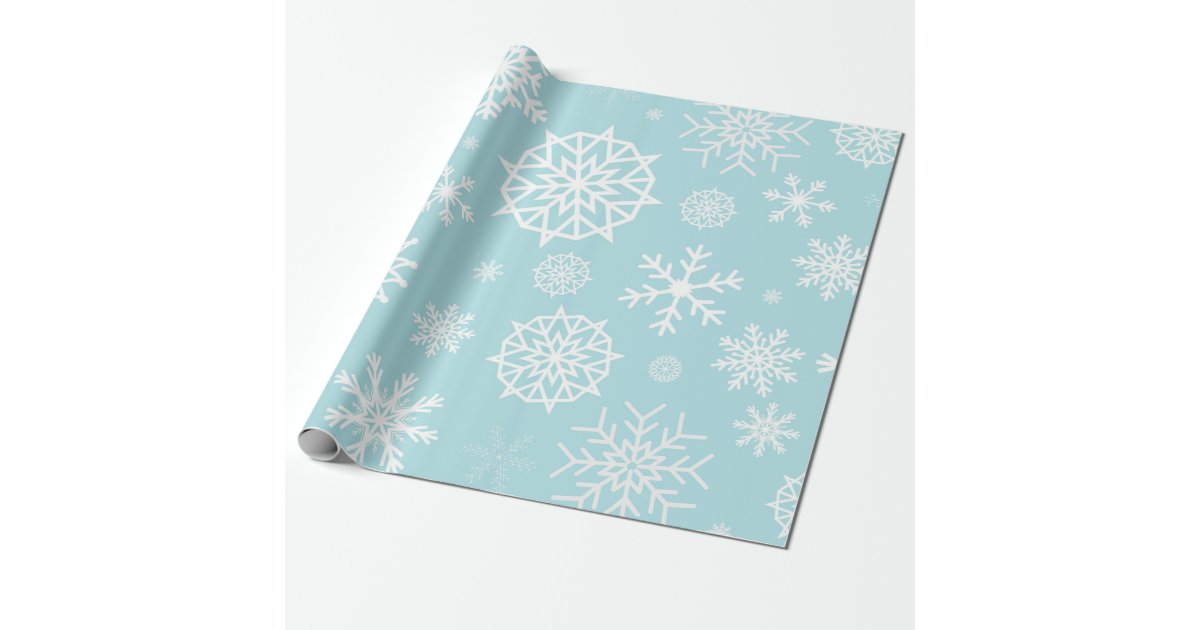 Winter Snowflake Blue White Christmas Wrapping Paper | Zazzle