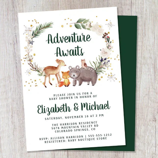 Winter Woodland Animals Couples Baby Shower Invitation | Zazzle