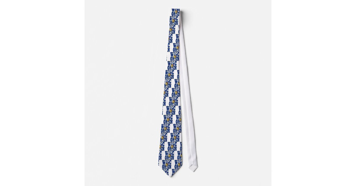 Wisconsin state flag text tie | Zazzle