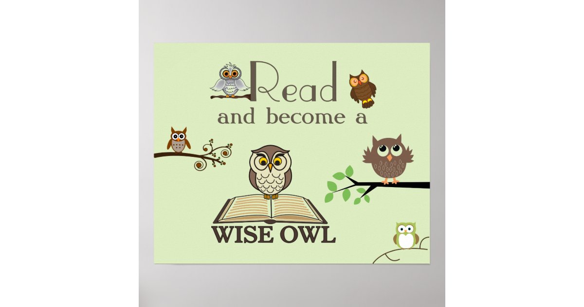 Wise Owls Literacy Poster | Zazzle