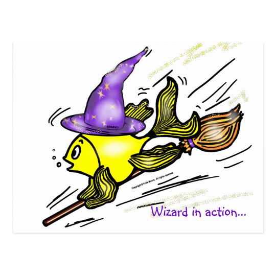 Wizard Fish - funny cute drawing Postcard | Zazzle.co.uk