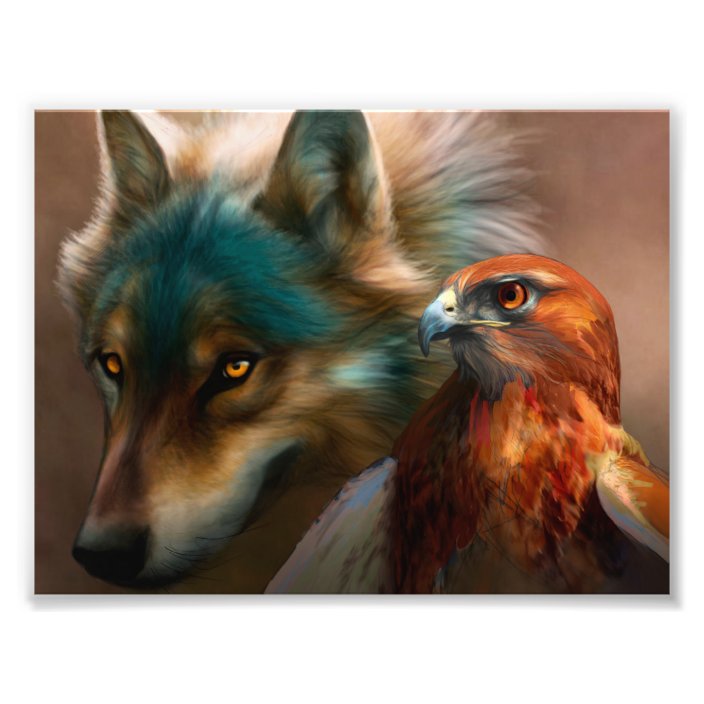 Wolf and eagle painting photo print | Zazzle.co.uk