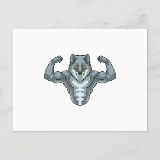 Wolf as Bodybuilder with big Muscles Postcard | Zazzle