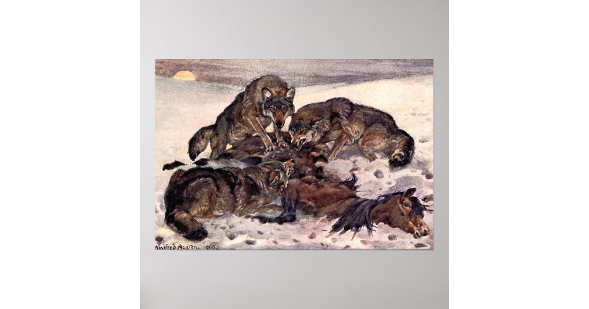 Wolves by Winifred Austen, Vintage Wild Animals Poster | Zazzle