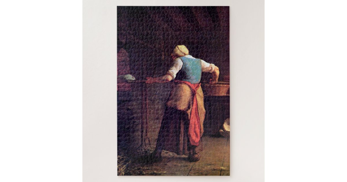 Woman Baking Bread, Jean-Francois Millet Jigsaw Puzzle | Zazzle