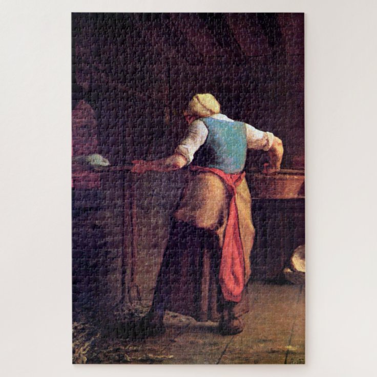 Woman Baking Bread, Jean-Francois Millet Jigsaw Puzzle | Zazzle