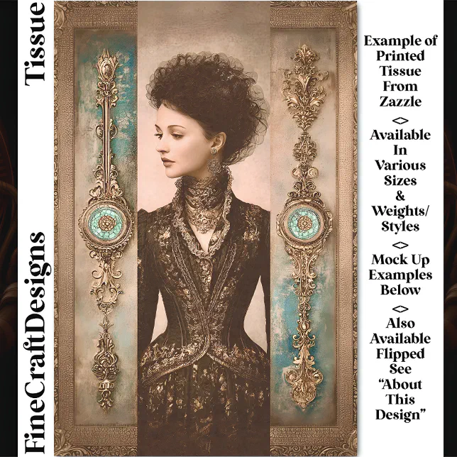 Woman in Black, Baroque Panels DX9L Decoupage Tissue Paper | Zazzle