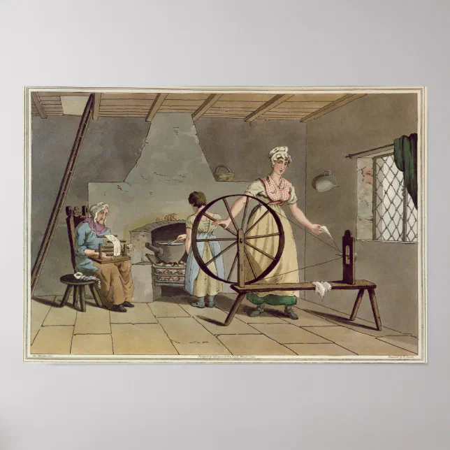 Woman Spinning, from 'Costume of Yorkshire' Poster | Zazzle