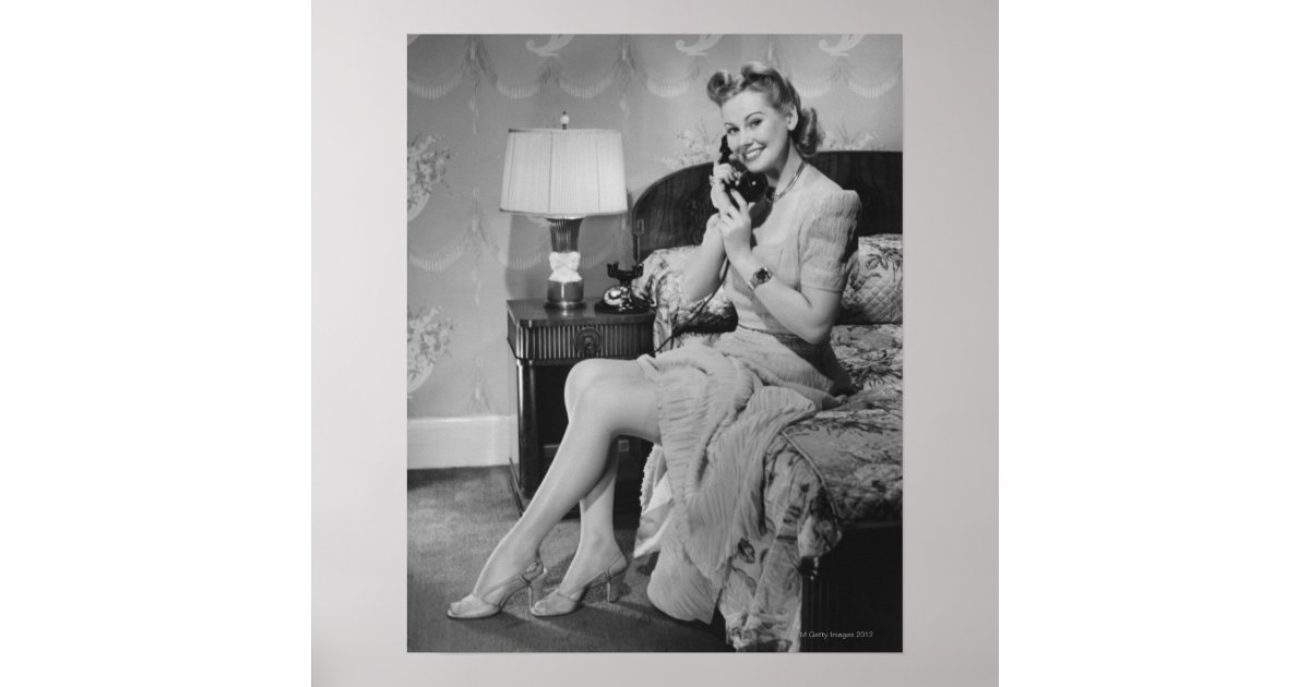 Woman Talking on Phone Poster | Zazzle