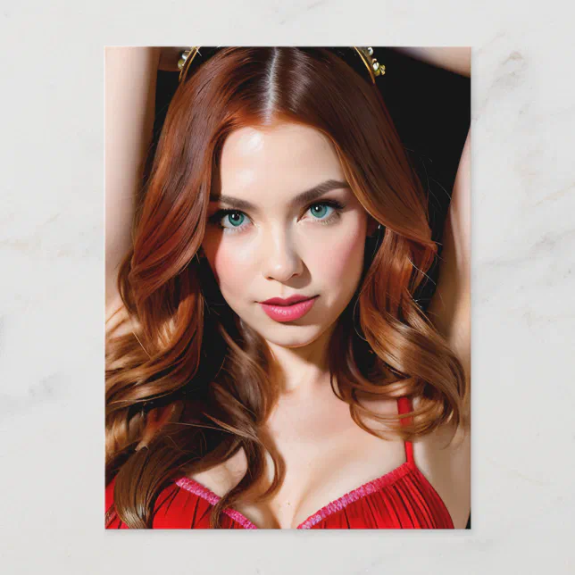 Woman With Beautiful Auburn Hair Postcard | Zazzle