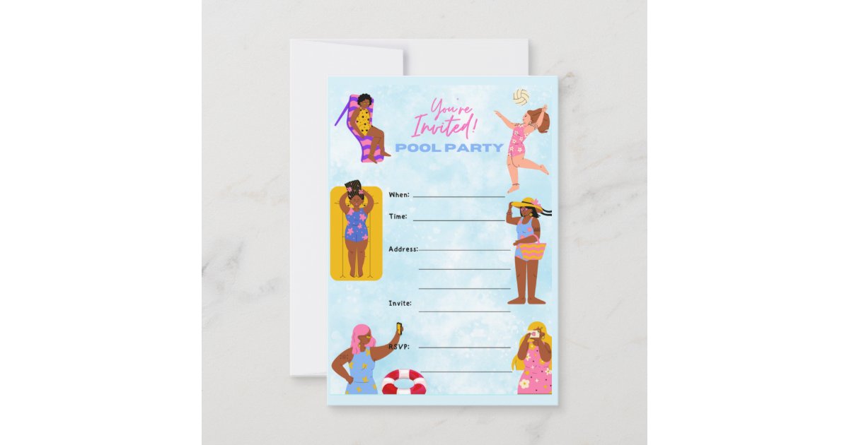 Women Pool party Invitation | Zazzle