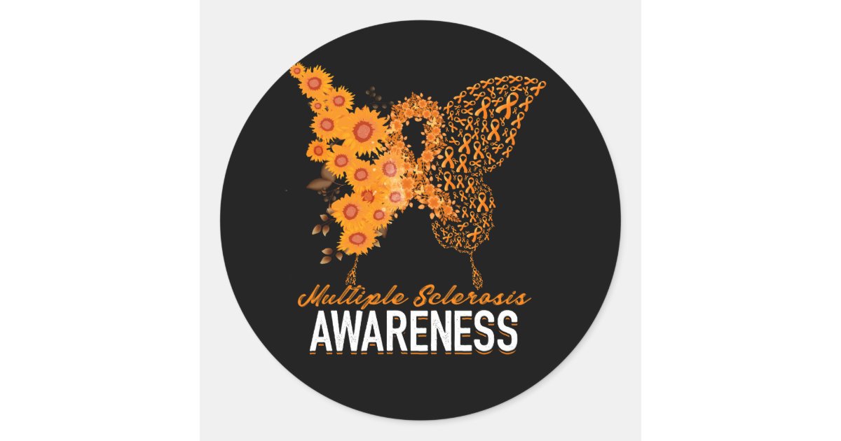 Womens Butterfly Multiple Sclerosis MS Awareness O Classic Round ...