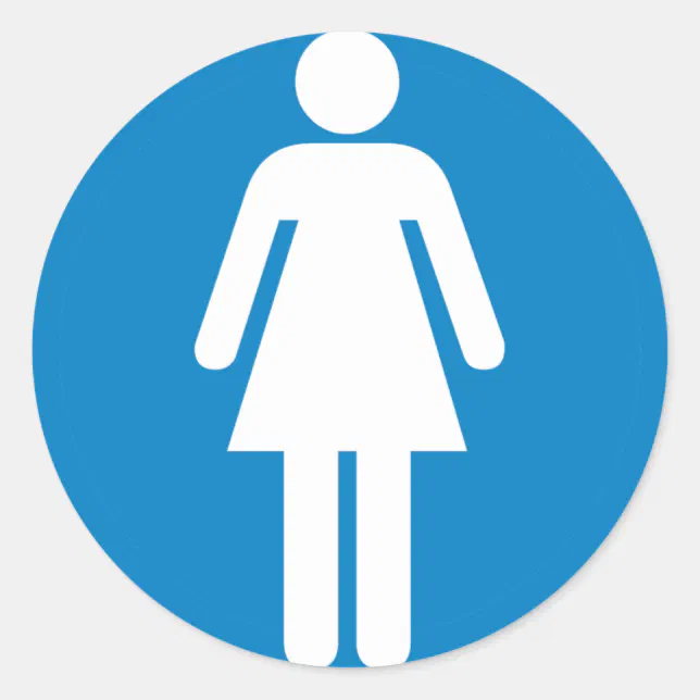 Women's Restroom Highway Sign Classic Round Sticker | Zazzle