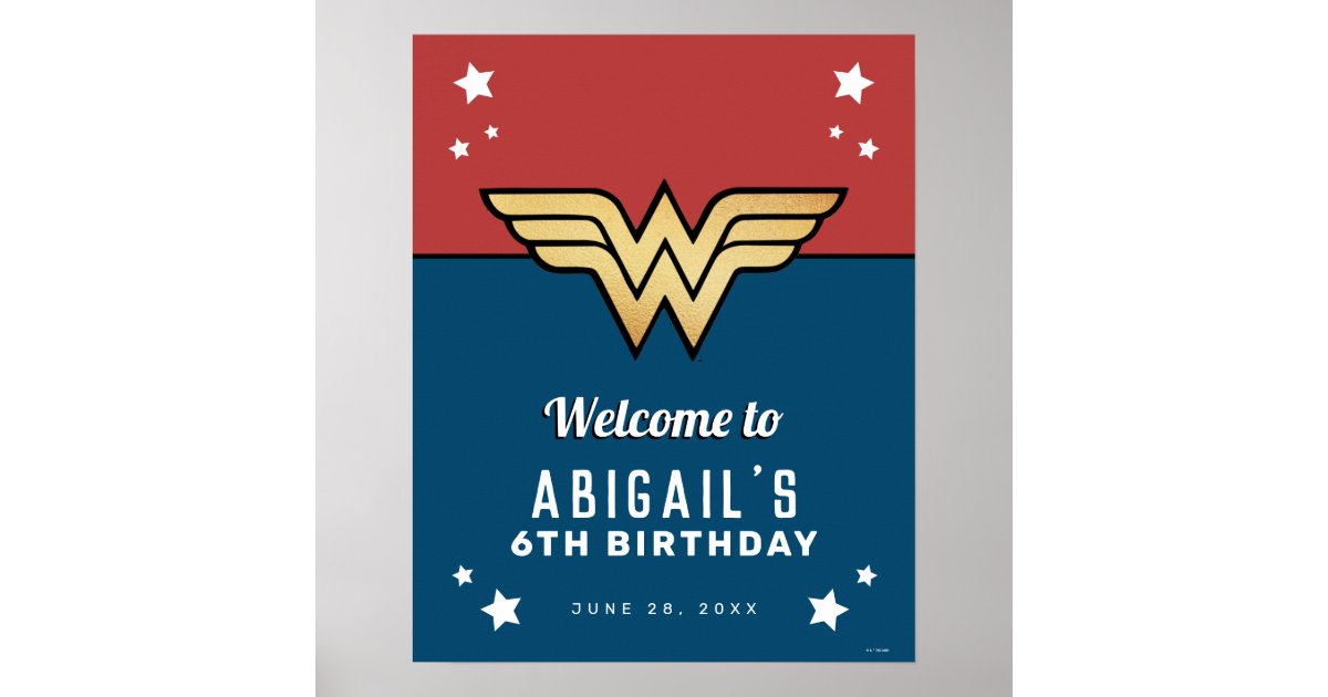 Wonder Woman Golden Logo Birthday Welcome Sign | Zazzle
