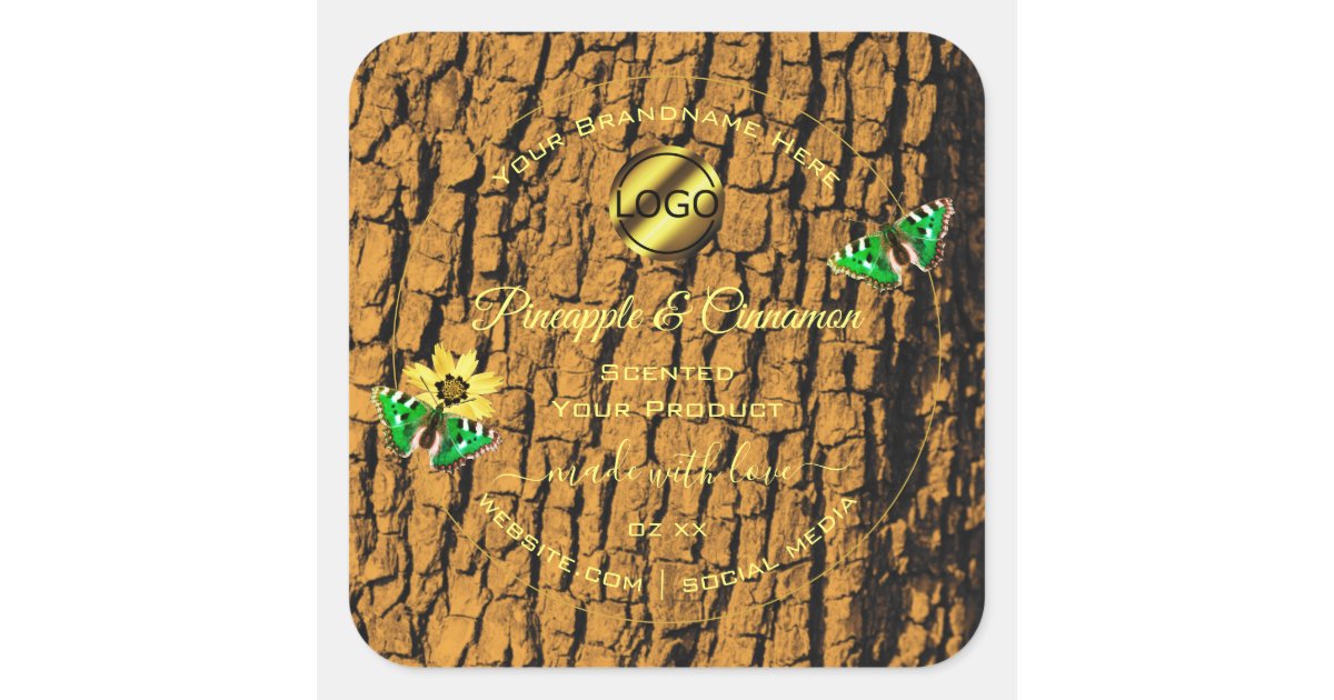 Wood Grain Rustic Tree Bark Product Labels Logo | Zazzle