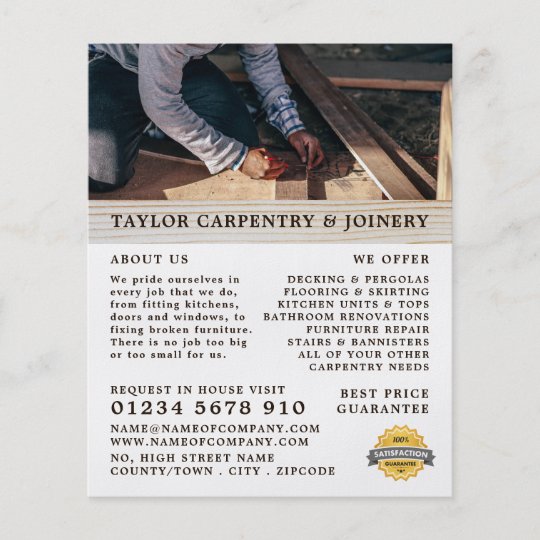 Wood Panels, Carpentry, Carpenter Advertising Flyer | Zazzle.co.uk
