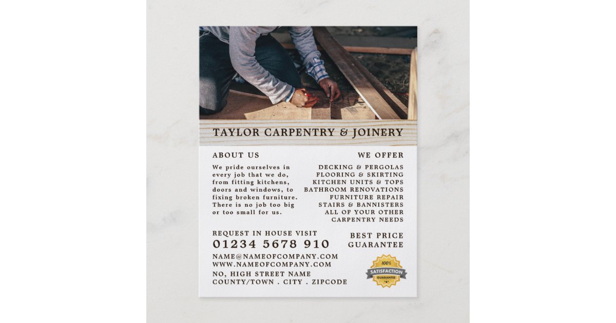 Wood Panels, Carpentry, Carpenter Advertising Flyer | Zazzle