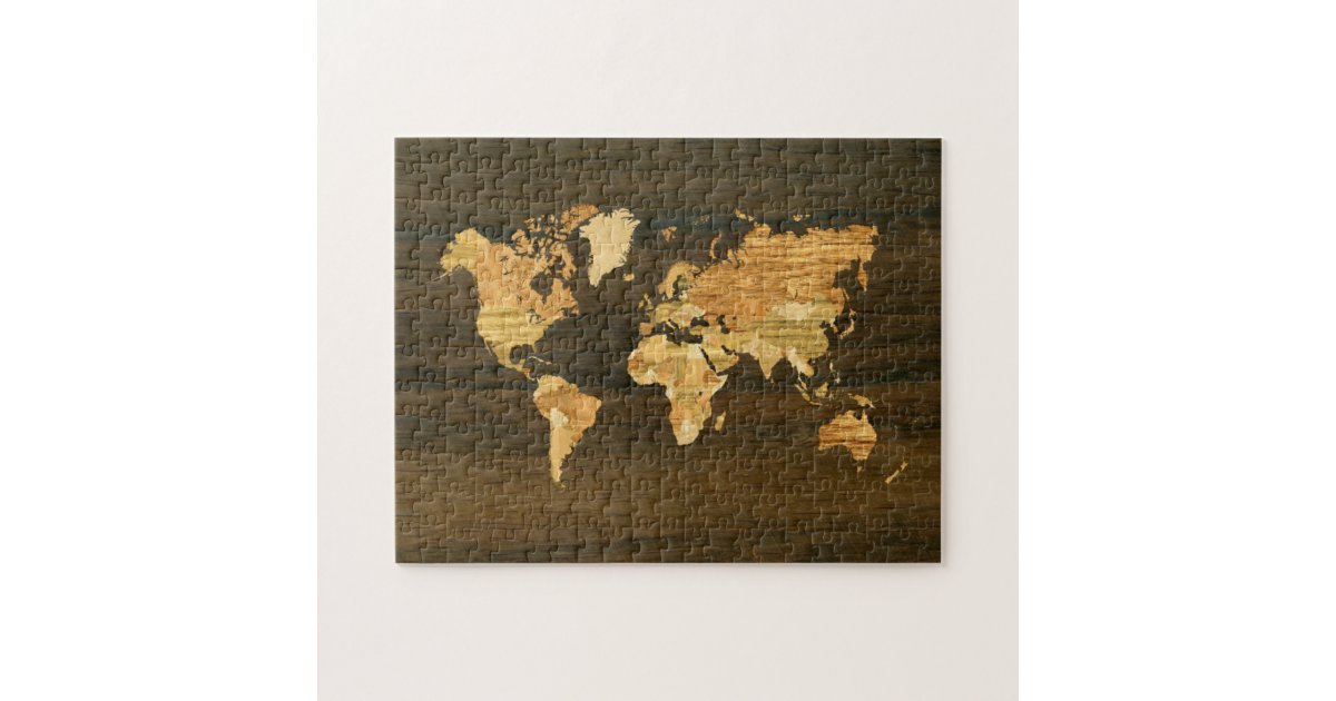 Wooden World Map Jigsaw Puzzle | Zazzle