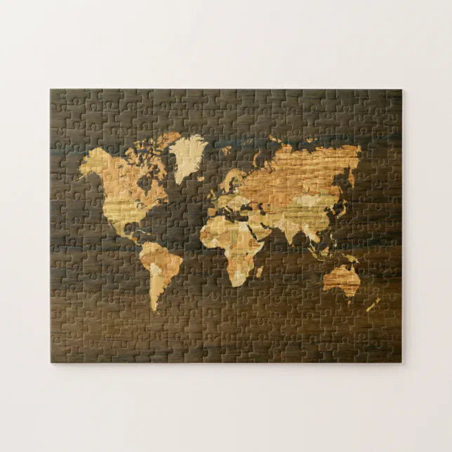 Wooden World Map Jigsaw Puzzle | Zazzle