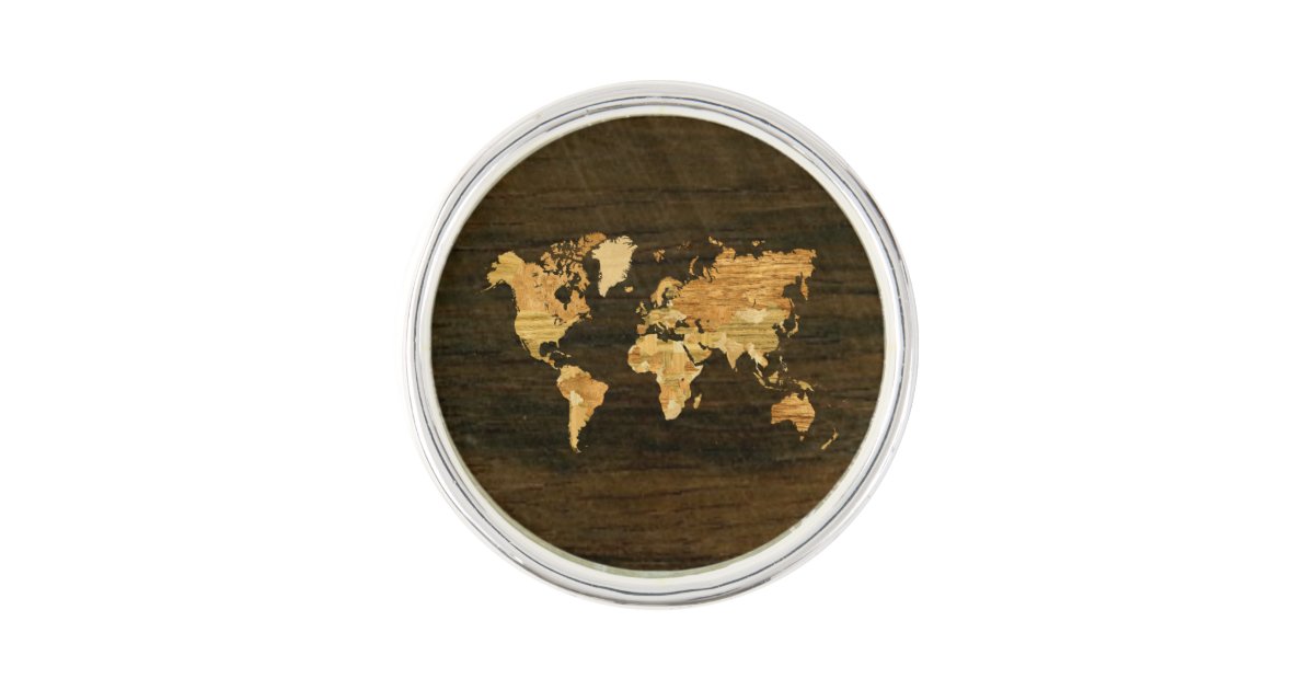 Wooden World Map Lapel Pin | Zazzle