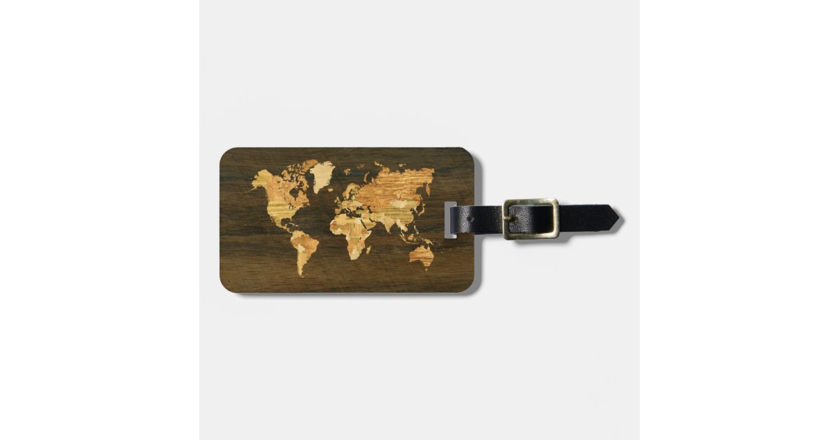 Wooden World Map Luggage Tag | Zazzle