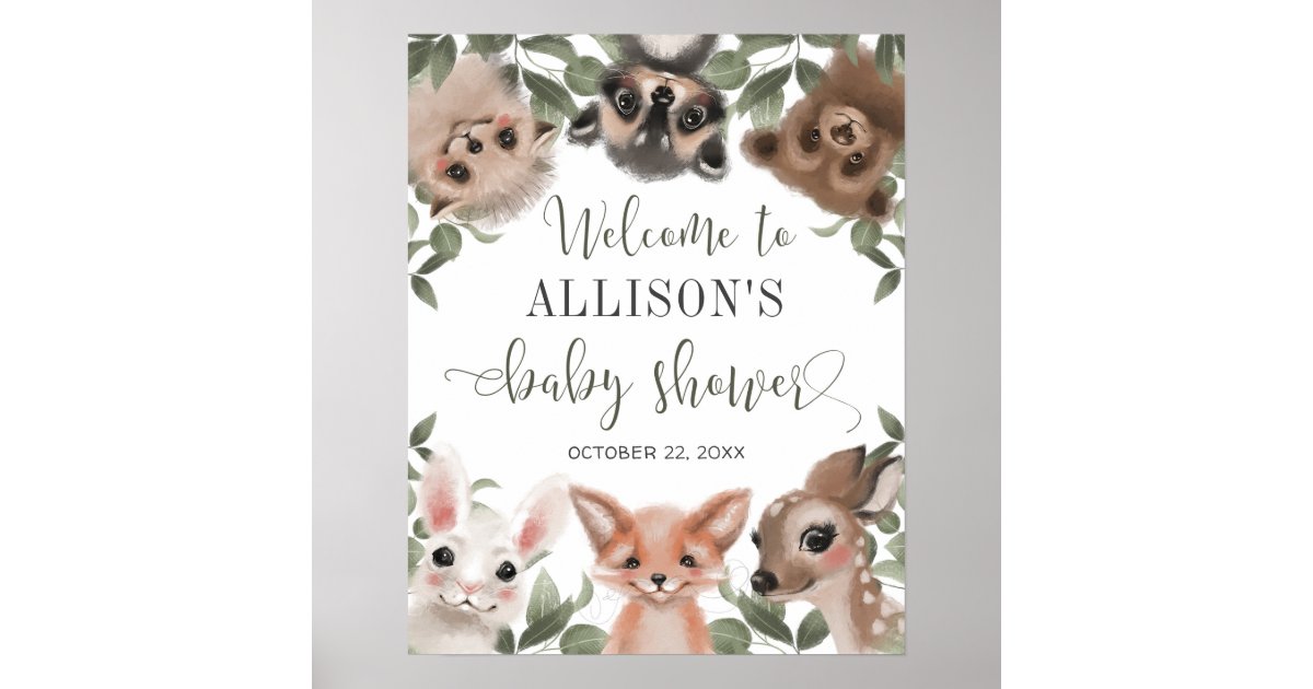 Woodland animals forest baby shower welcome sign | Zazzle