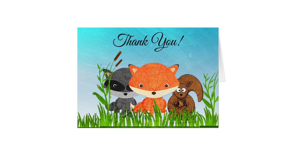 Woodland Animals Thank You Cards | Zazzle
