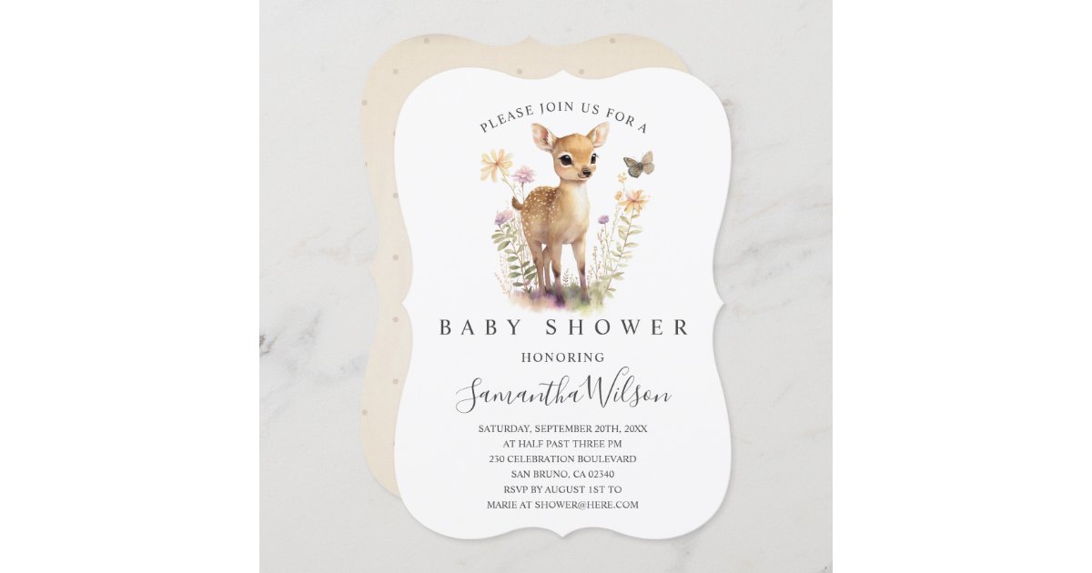 Woodland Baby Fawn Spring Baby Shower Invitation | Zazzle