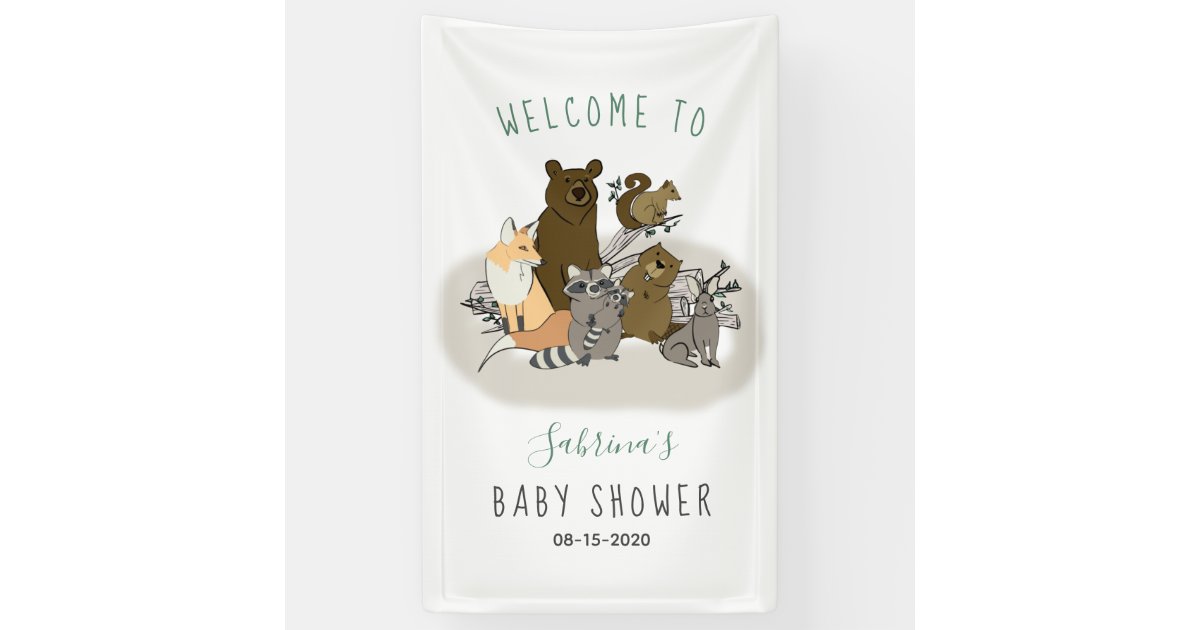 Woodland Baby Shower Forest Animals Welcome Banner | Zazzle