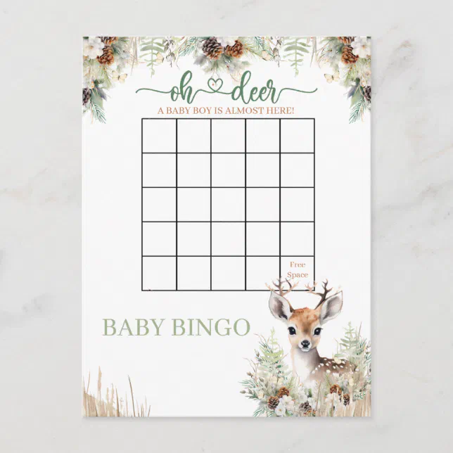 Woodland Deer Baby Shower Boy Game Postcard | Zazzle