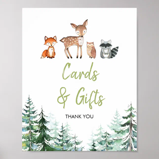 Woodland Forest Oh Boy Baby Shower Cards and Gifts Poster | Zazzle
