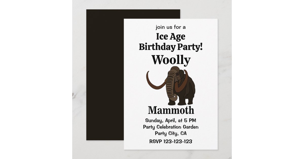 Woolly Mammoth Ice Age Birthday Invitation | Zazzle