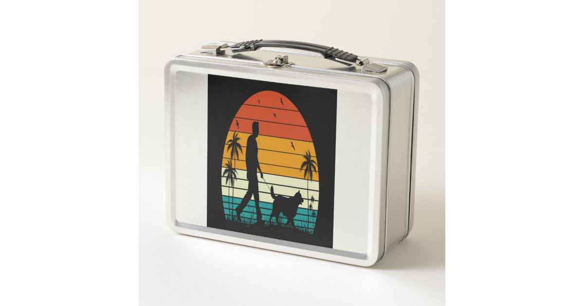 Workout My Dog-Vintage Retro Sunset Metal Lunch Box | Zazzle