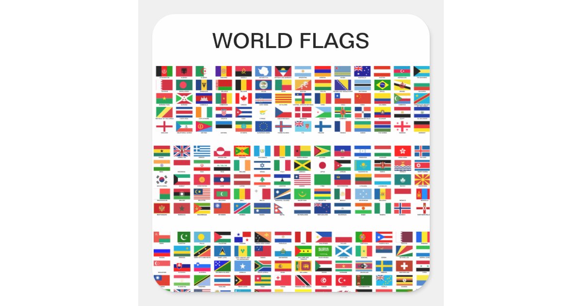 World Flags Square Sticker | Zazzle