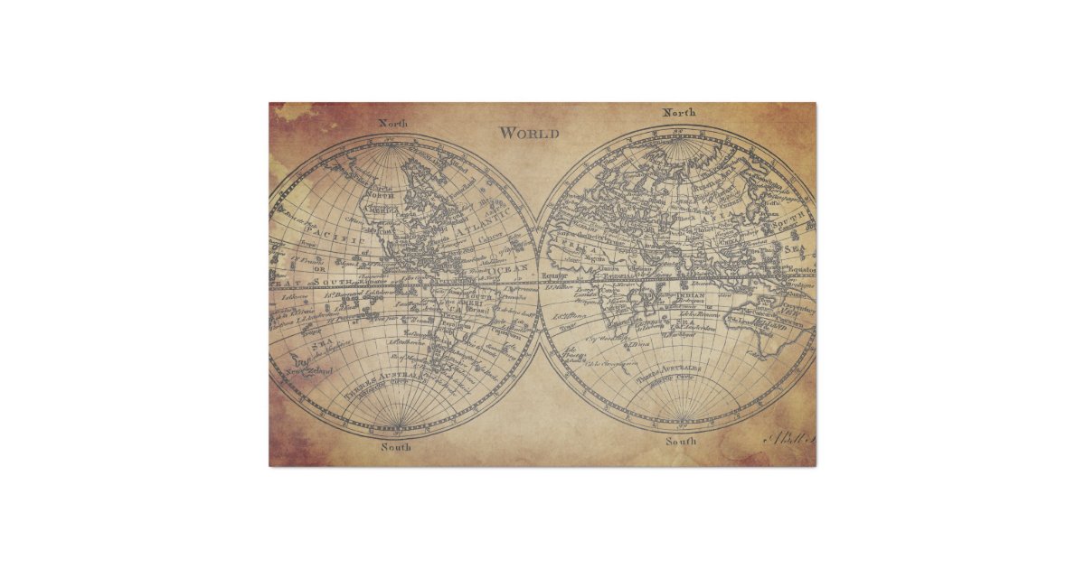 World Map Decoupage Paper | Zazzle
