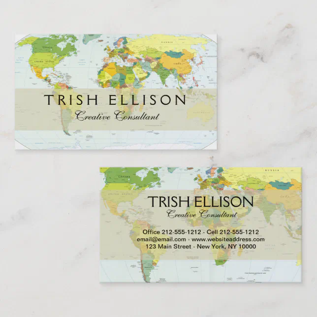 World Map Globe Country Atlas Business Card | Zazzle