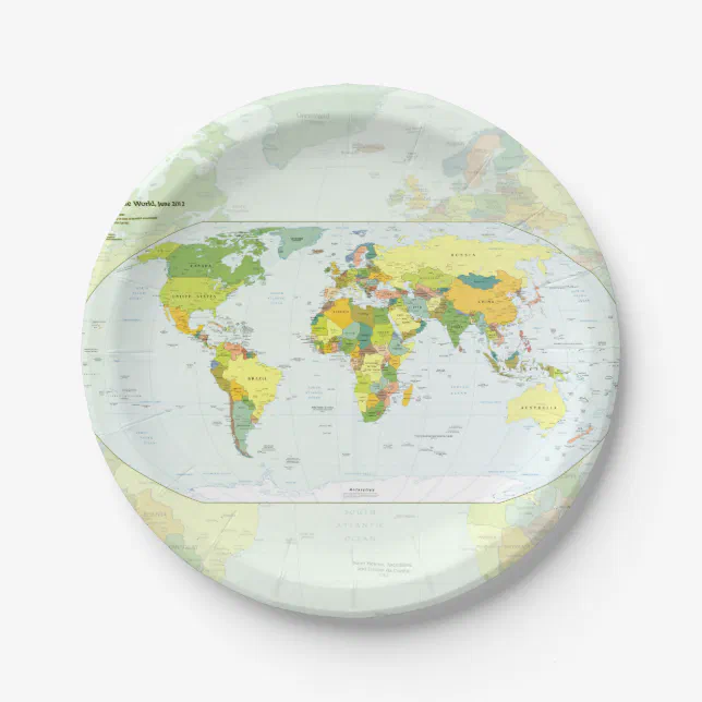 World Map Globe Country Atlas Paper Plate | Zazzle