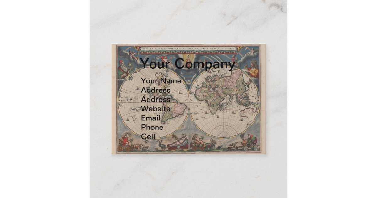 World Map Globe Travel Antique Business Card | Zazzle