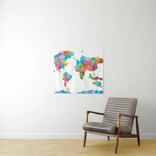 World Map Made of Geometric Shapes Tapestry | Zazzle