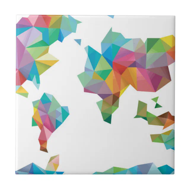 World Map Made of Geometric Shapes Tile | Zazzle